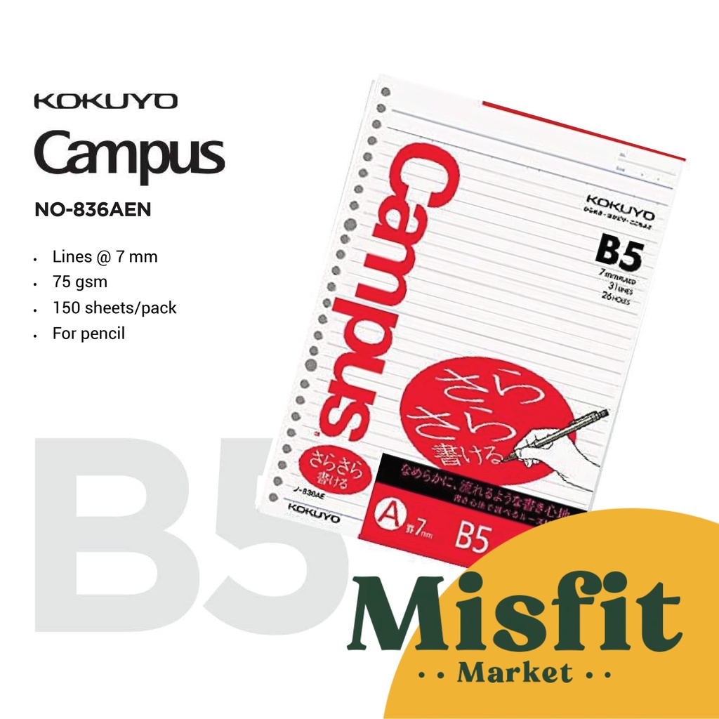 Jual KOKUYO Campus Paper Loose Leaf Refill B5 Isi ulang Binder 50 100 | Shopee Indonesia