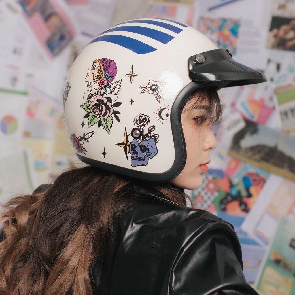 Jual Helena Retro Helmet Colorblock | Shopee Indonesia