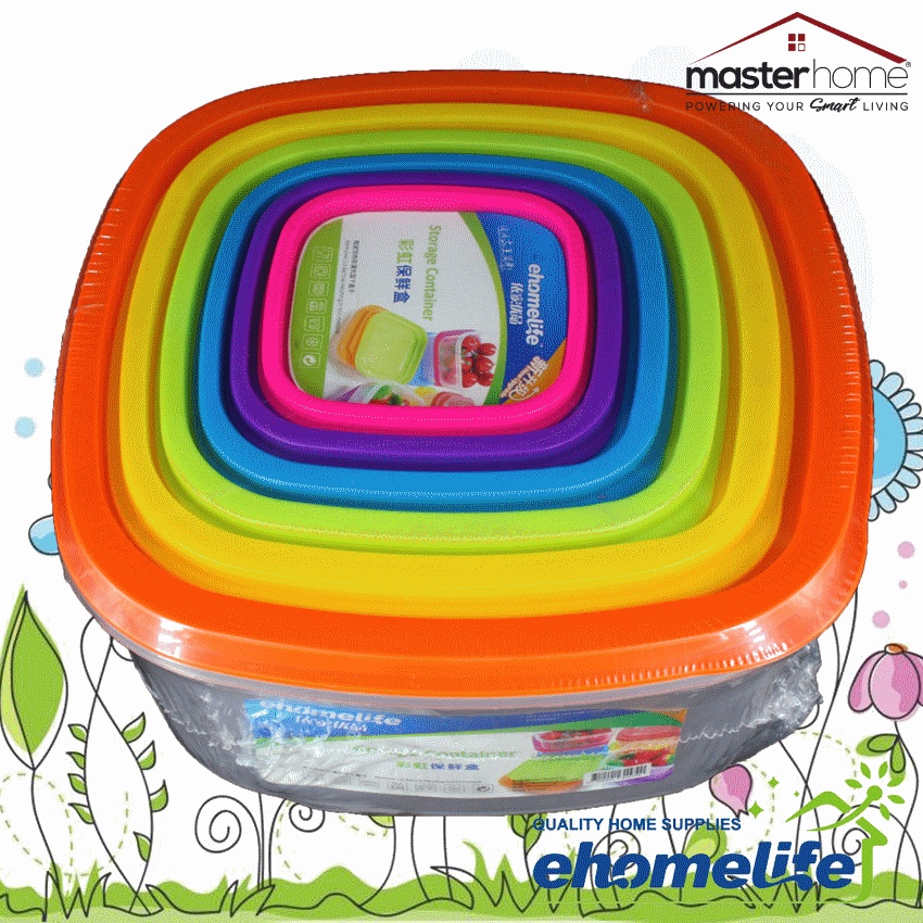 Jual Masterhome Rainbow Food Container 6in1 | Set Wadah Makanan ...