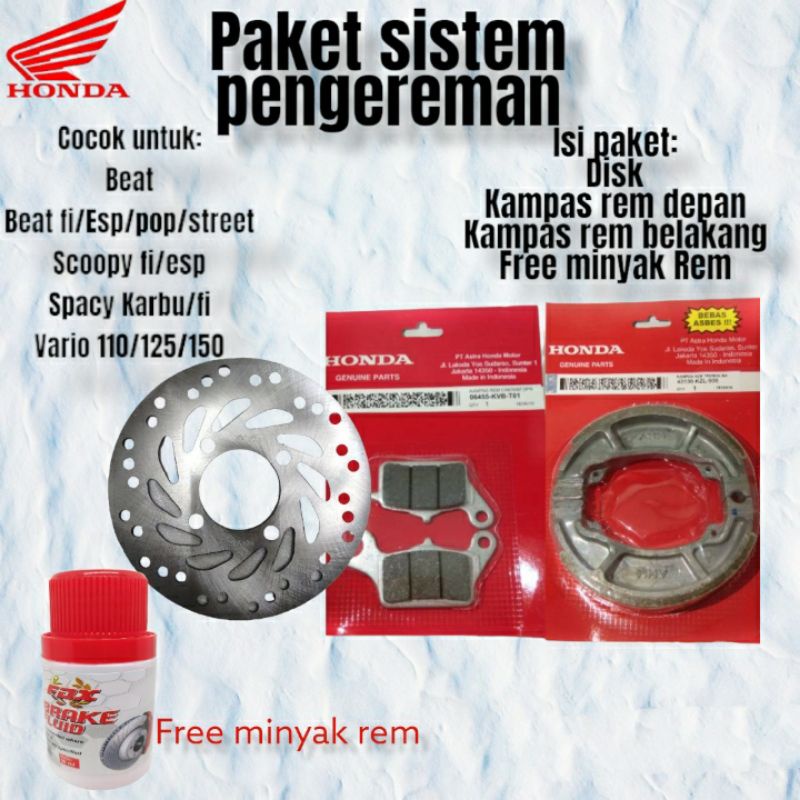 Jual Paket Piringan Cakram Disc Kampas Rem Depan Belakang Beat Fi Esp ...