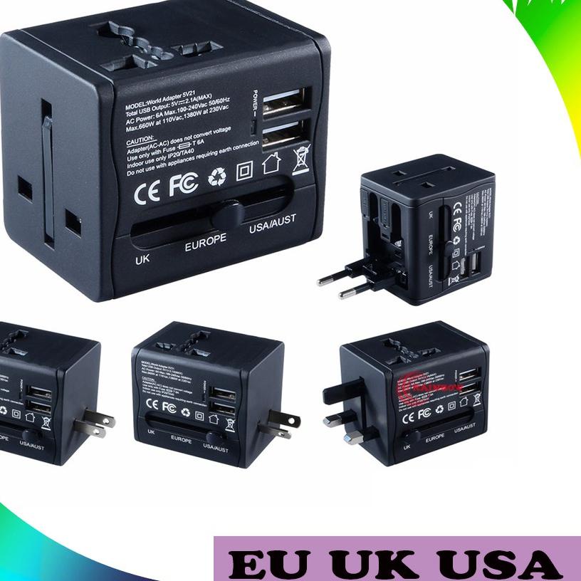 Jual COLOKAN SOKET ADAPTOR UNIVERSAL EU UK USA TRAVELLING DENGAN 2 ...