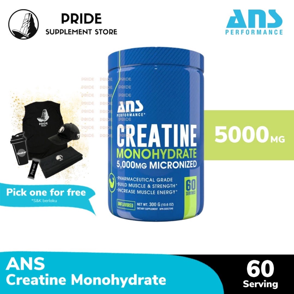 Jual ANS Creatine Monohydrate 5000mg 300gr 60 Servings | Shopee Indonesia