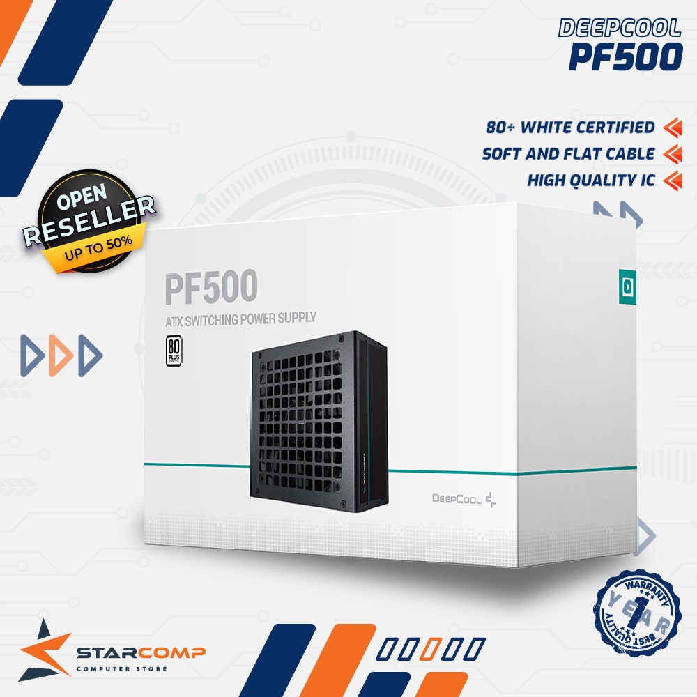 Jual DeepCool PF500 500Watt 80+ White Flat Cable PSU PF 500 | Shopee ...