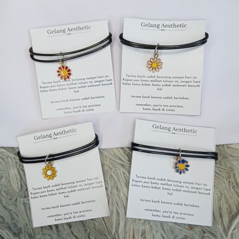 Jual Gelang Wanita Sunflower Bunga Daisy matahari tali kulit korea ...