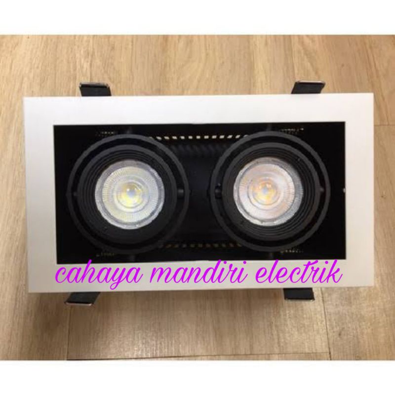 Jual kap lampu sorot halogen / kap spotlight segi kotak 2 mata Mr16 | Shopee Indonesia