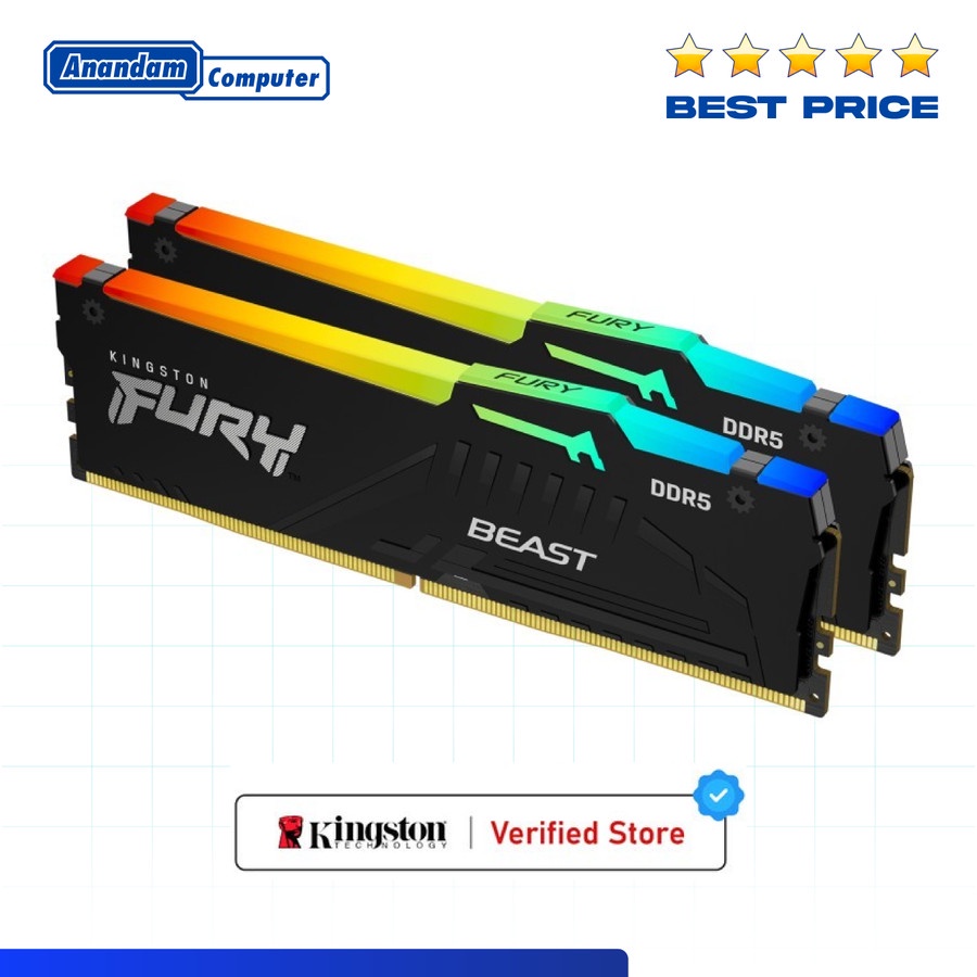 Jual DDR5 32GB KIT PC5200 KINGSTON FURY BEAST RGB | Shopee Indonesia
