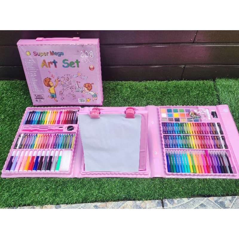 Jual super mega art set isi 208 pcs crayon set menggambar viral ...