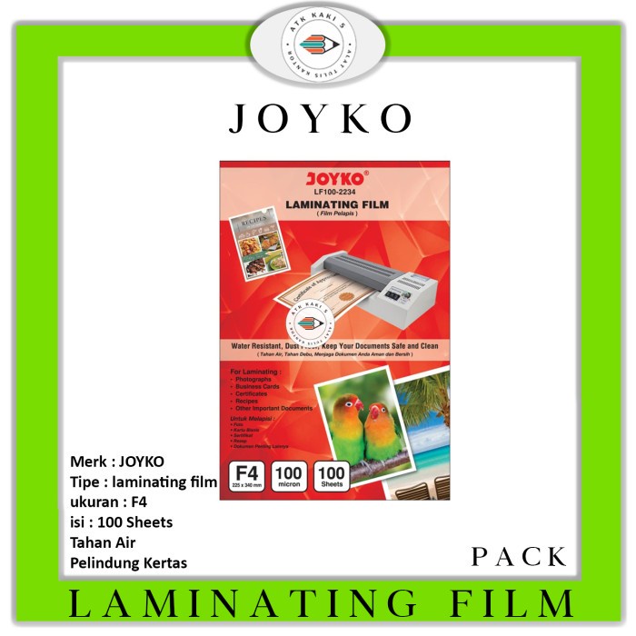 Jual JOYKO- Film Pelapis Folio / Laminating Film LF100 - 2234 F4 - 1 ...