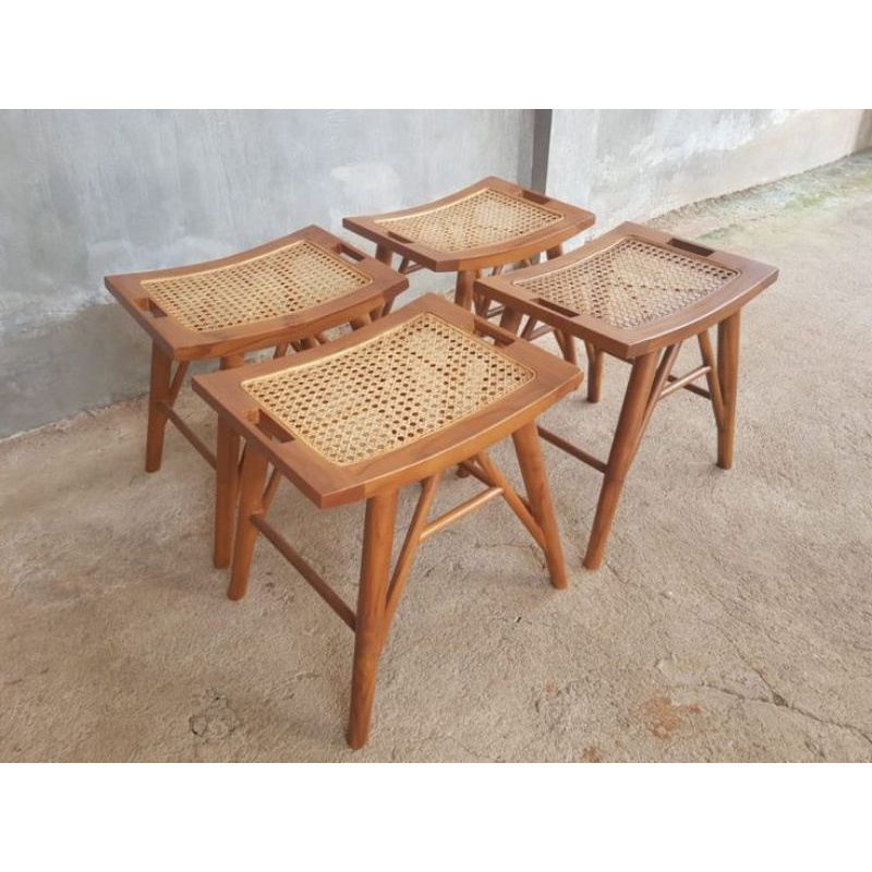 Jual stool meja rias rottan minimalis modern Kayu jati solid | Shopee ...