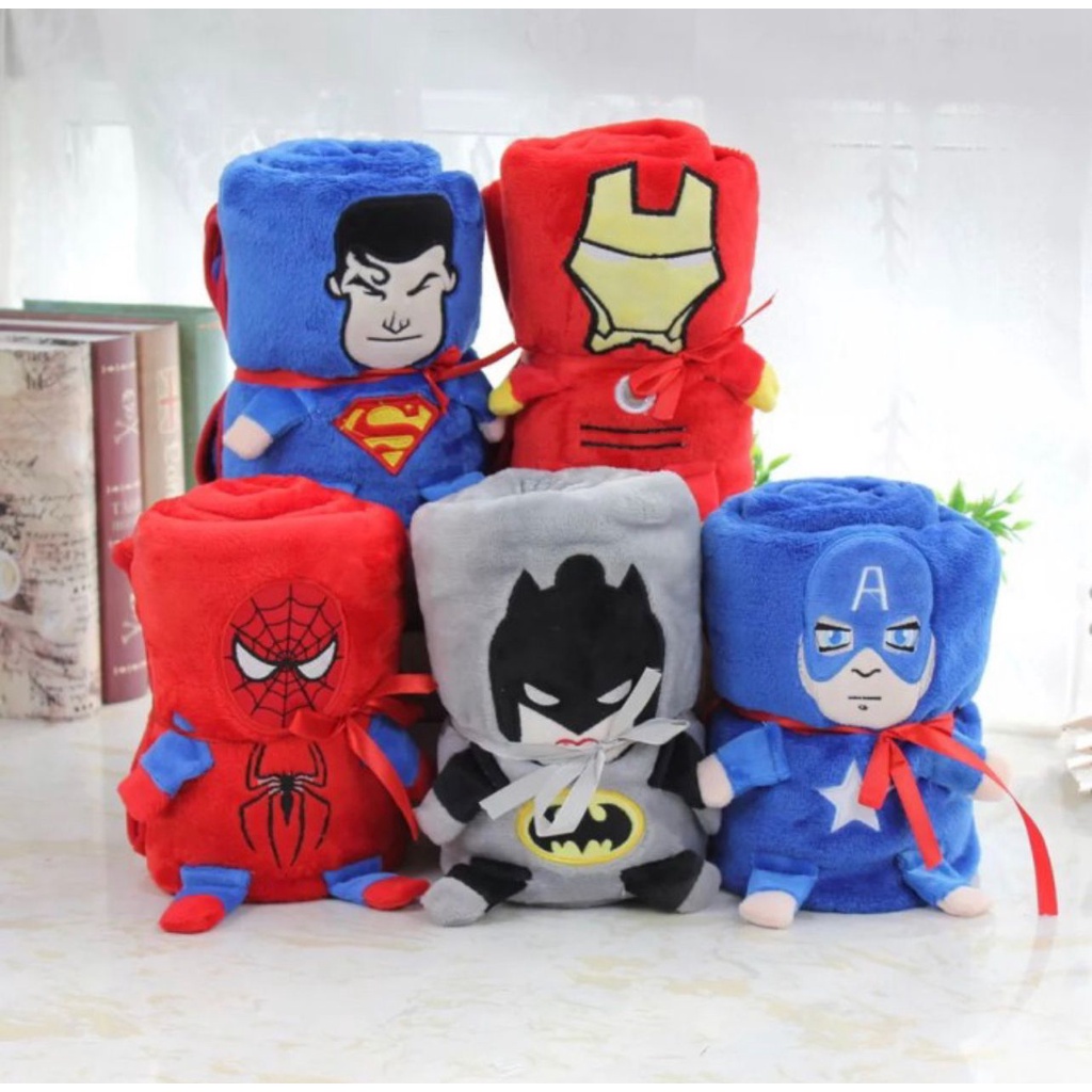 Jual EV B33 Selimut Anak Lucu Selimut Bayi Ironman , Superman , Batman ...