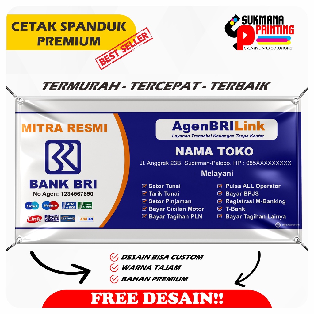 Jual CETAK SPANDUK BANNER BALIHO KUALITAS PREMIUM - AGEN BRI MITRA BRI ...