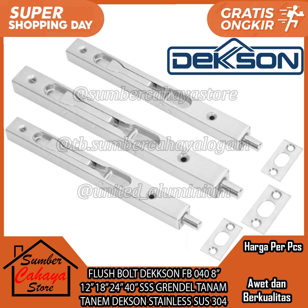 Jual DEKSON Flush Bolt Fb 040 8” 12” 18” 24” 40” Sss Grendel Tanam ...