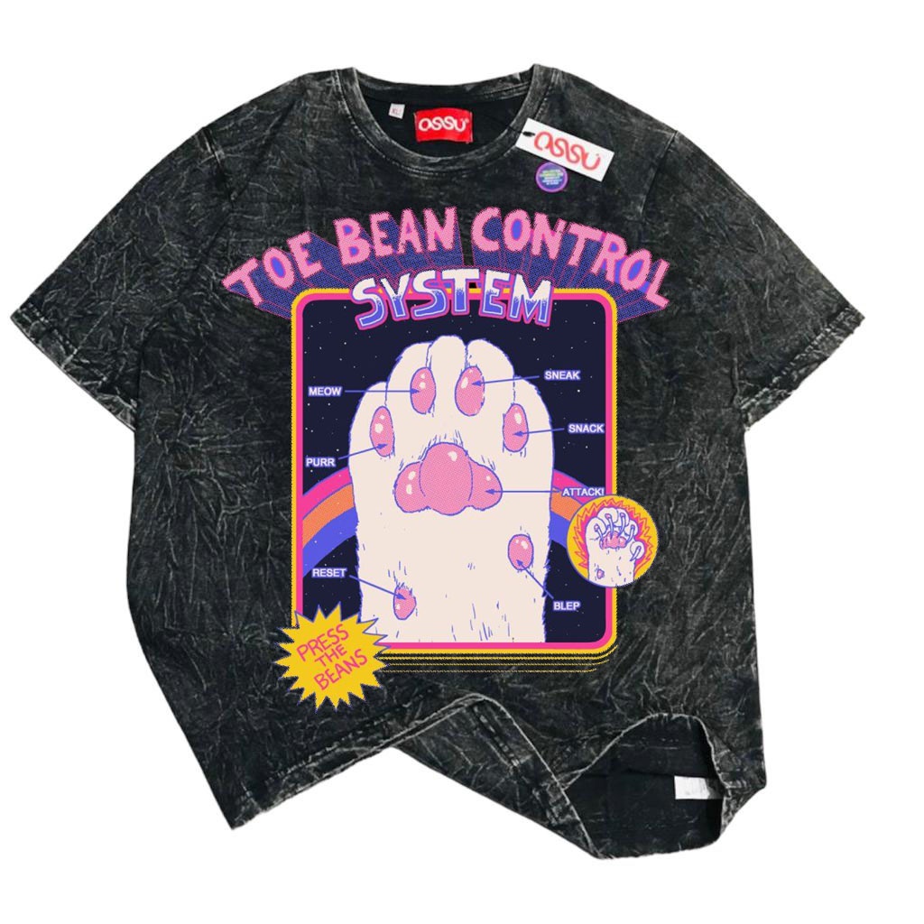 Jual Ossu Tshirt Graphic Toe Bean Control System Washed and Black Tee | Shopee Indonesia
