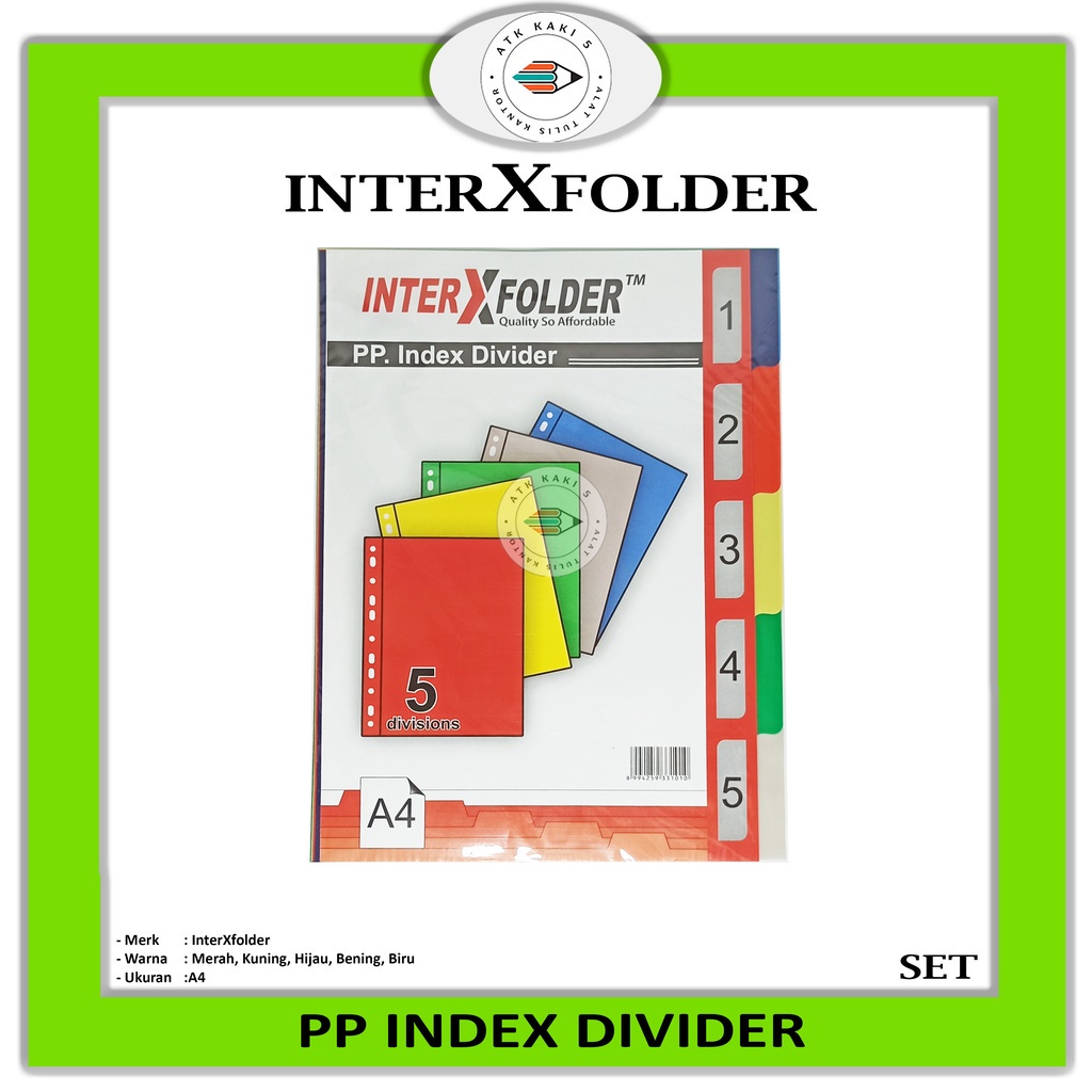 Jual INTERX FOLDER - PP Index Divider A4 5 Warna - SET | Shopee Indonesia