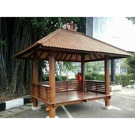 Jual Gazebo Kayu Kelapa Atap Sirap Ukuran 3x2 Meter As Tiang | Saung ...