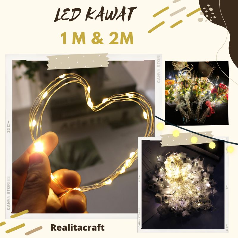 Jual LED LAMPU KAWAT BATERAI PANJANG 1M DAN 2M | Shopee Indonesia