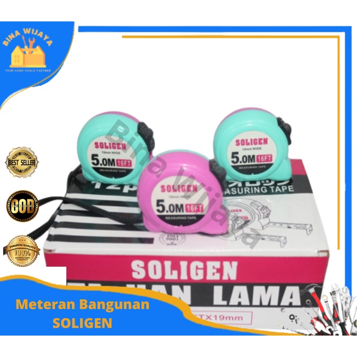 Jual Meteran Bangunan Soligen / Meteran Tukang Roll Soligen 3m 5m 7.5m ...
