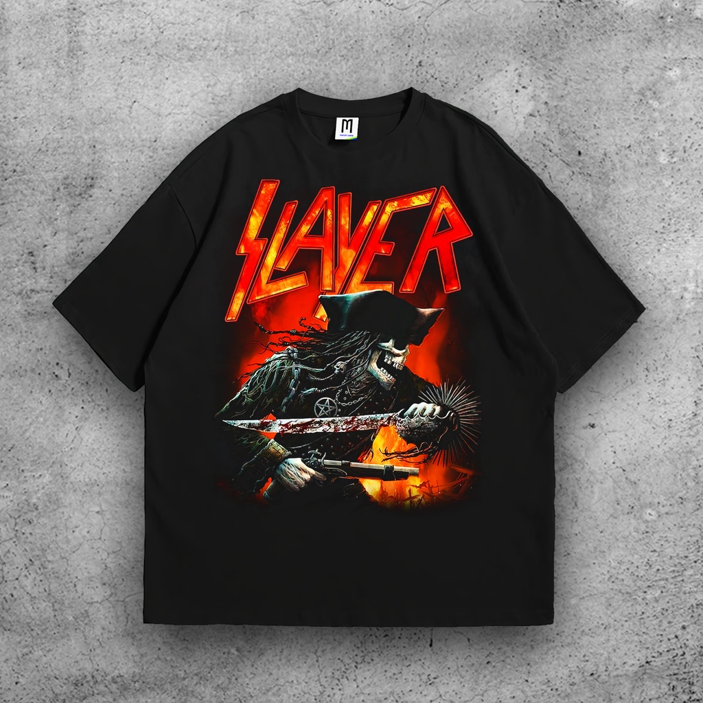 Jual Kaos Oversize Band SLAYER Pria Wanita Cotton Combad 24s Tanpa ...