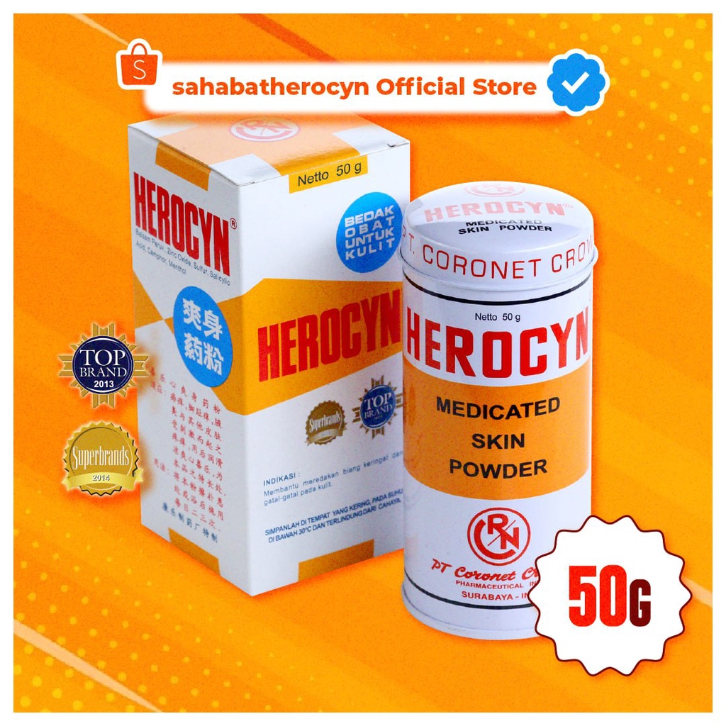 Jual Bedak Herocyn 50 gram | Shopee Indonesia