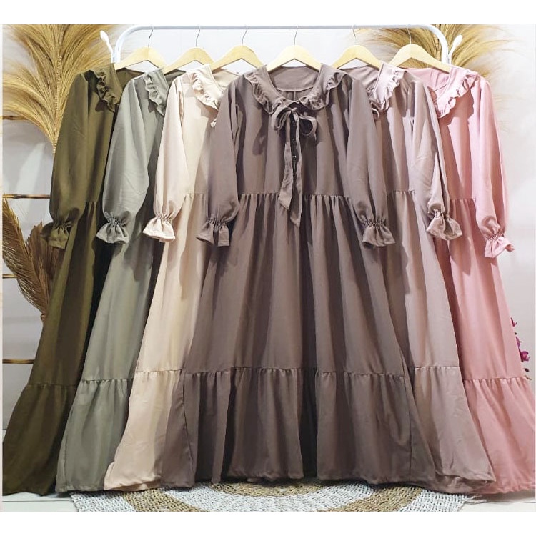 Jual Gamis model kancing kerah korea pita leher rempel bahan voxy ...