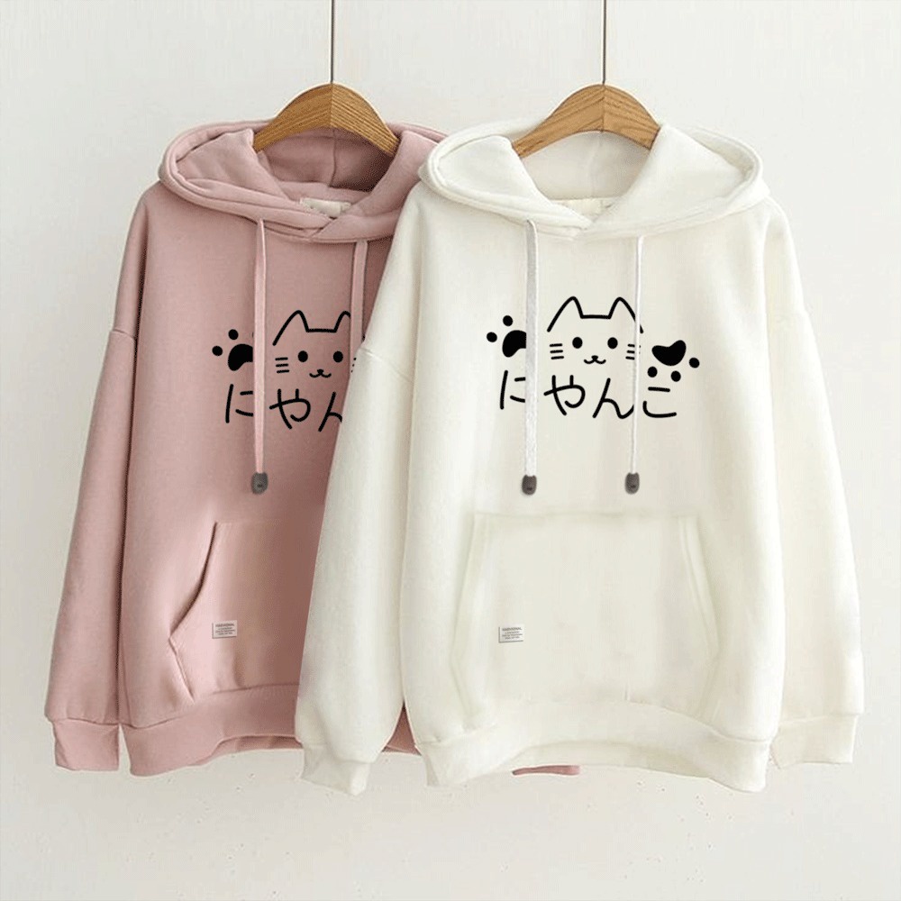 Jual Parisdivarious Sweater Hoodie Jemper Kucing Lucu Bahan Fleece Size ...