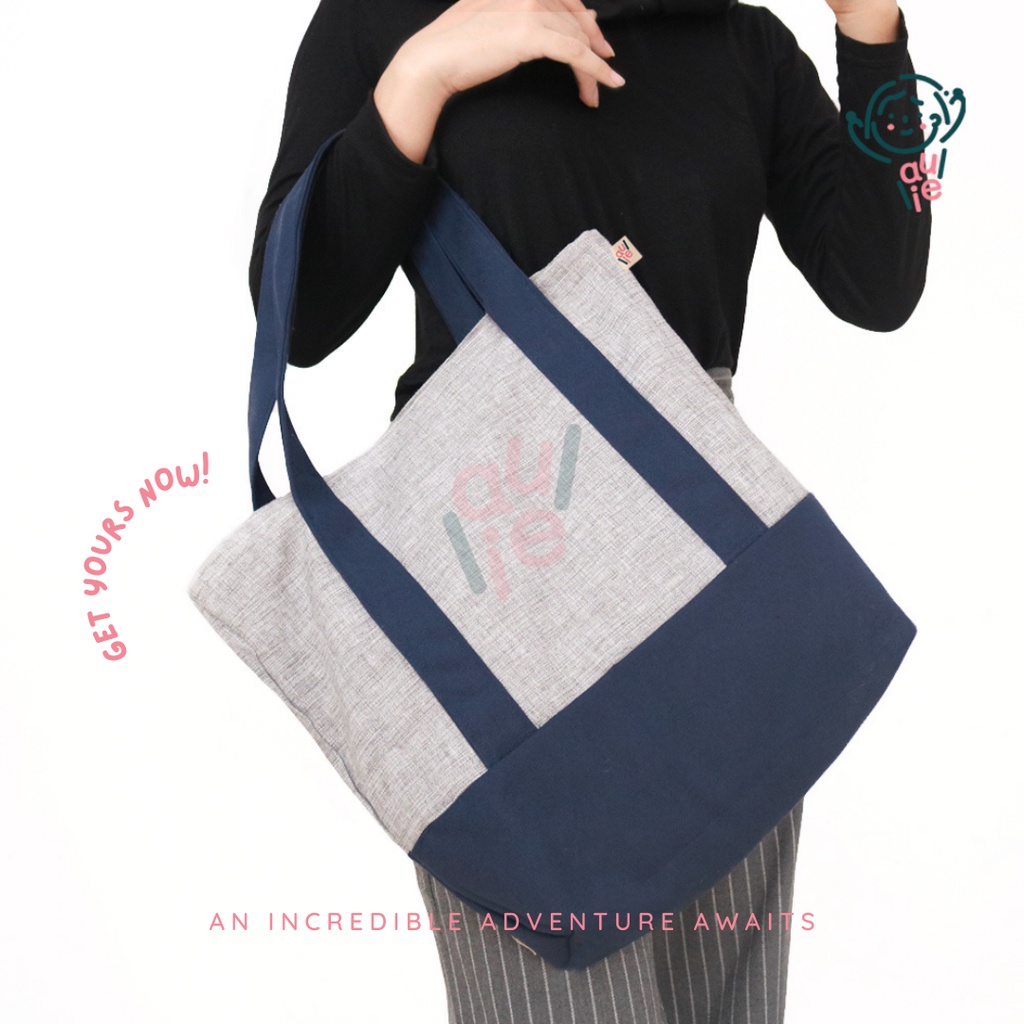 Jual aullie bags | Ground Totebag Canvas Premium Furing Unisex Navy and ...