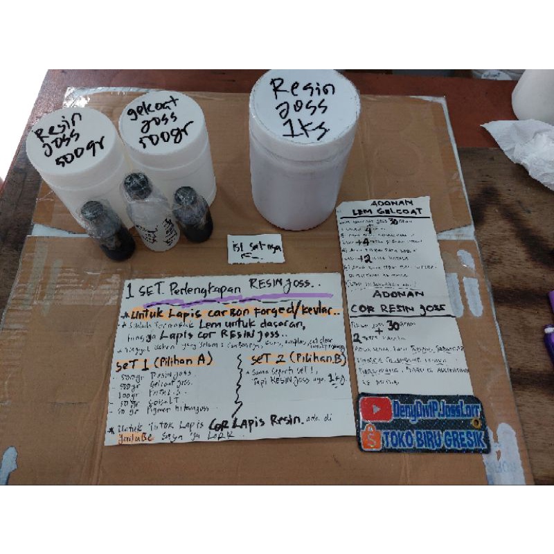 Jual 1 set perlengkapan RESIN JOSS , Resin polyester Joss untuk membuat ...