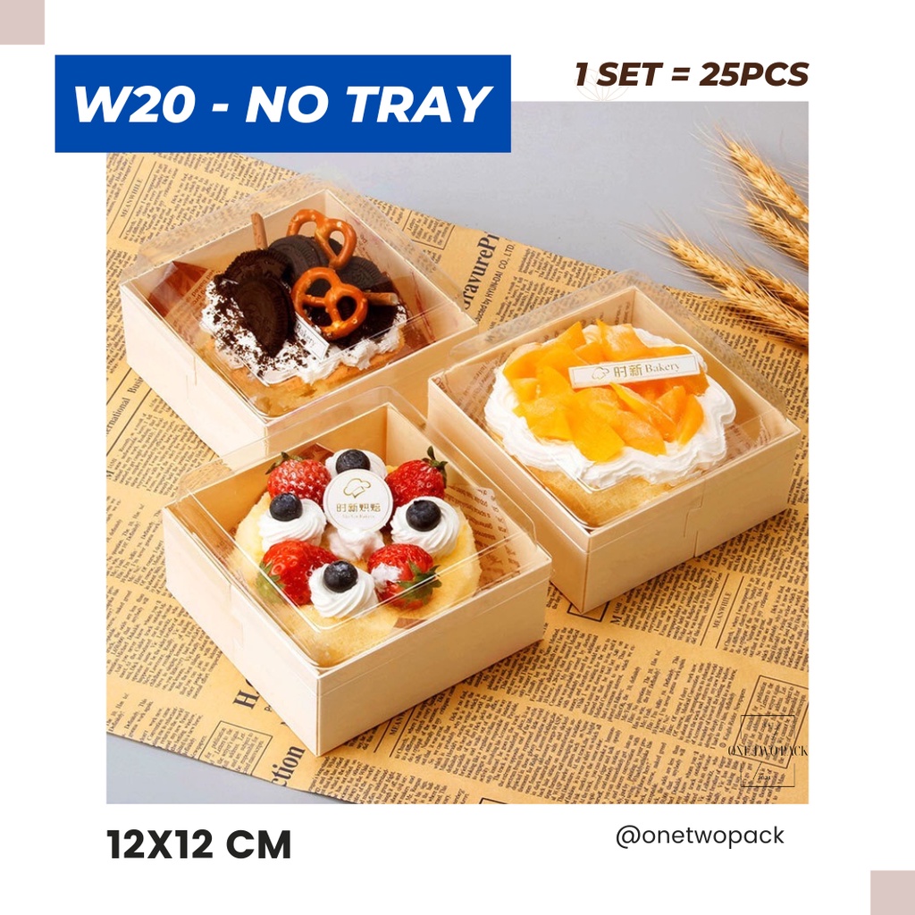 Jual [25 pcs] W20 TANPA TRAY | Wooden Box Mini Tart 12x12 cm Box Donut ...