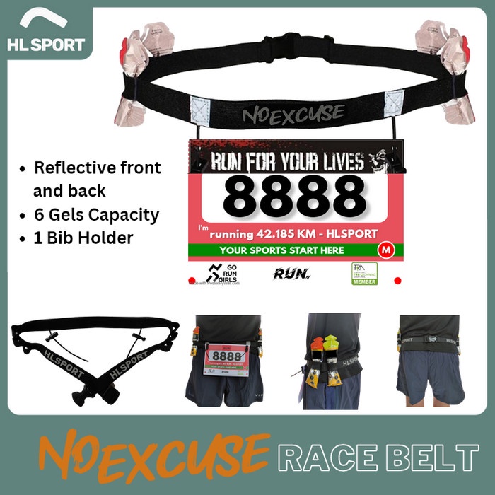 Jual Running BIB HLSPORT HLS Race Belt Number Nutrition Waist Sport ...