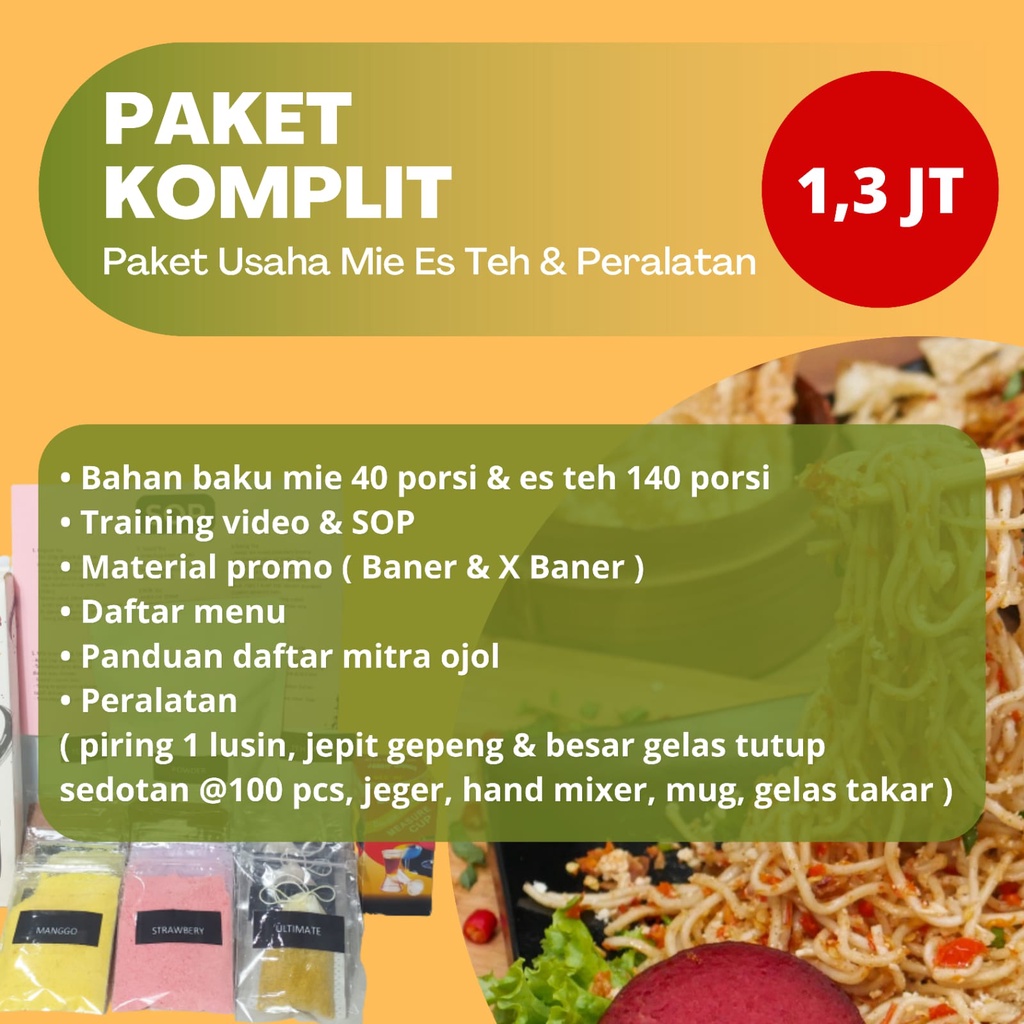 Jual Paket Usaha Komplit mie Level Milenial dan Es Teh viral dengan ...