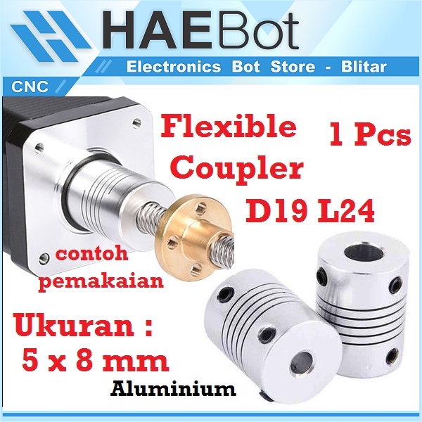 Jual [HAEBOT] Shaft Coupler Coupling Motor Nema 5x8 5mmx8mm Flexible ...