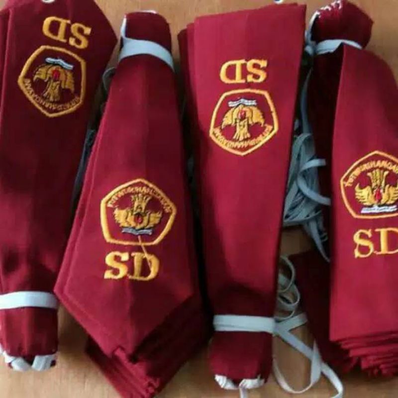 Jual dasi sd karet bordir dan sablon putra dan putri | Shopee Indonesia
