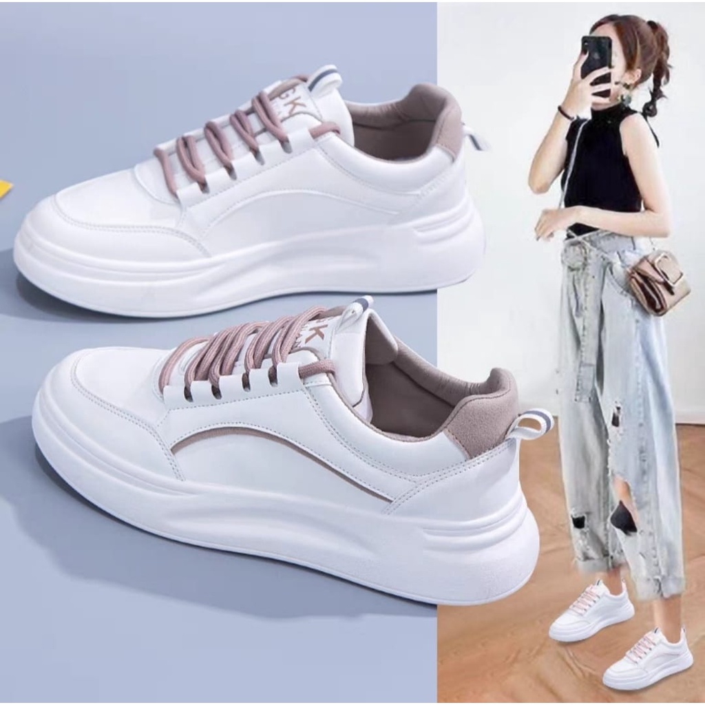 Jual Sepatu Sneakers Wanita Kekinian Sepatu Cewek Putih Joging Sepatu ...