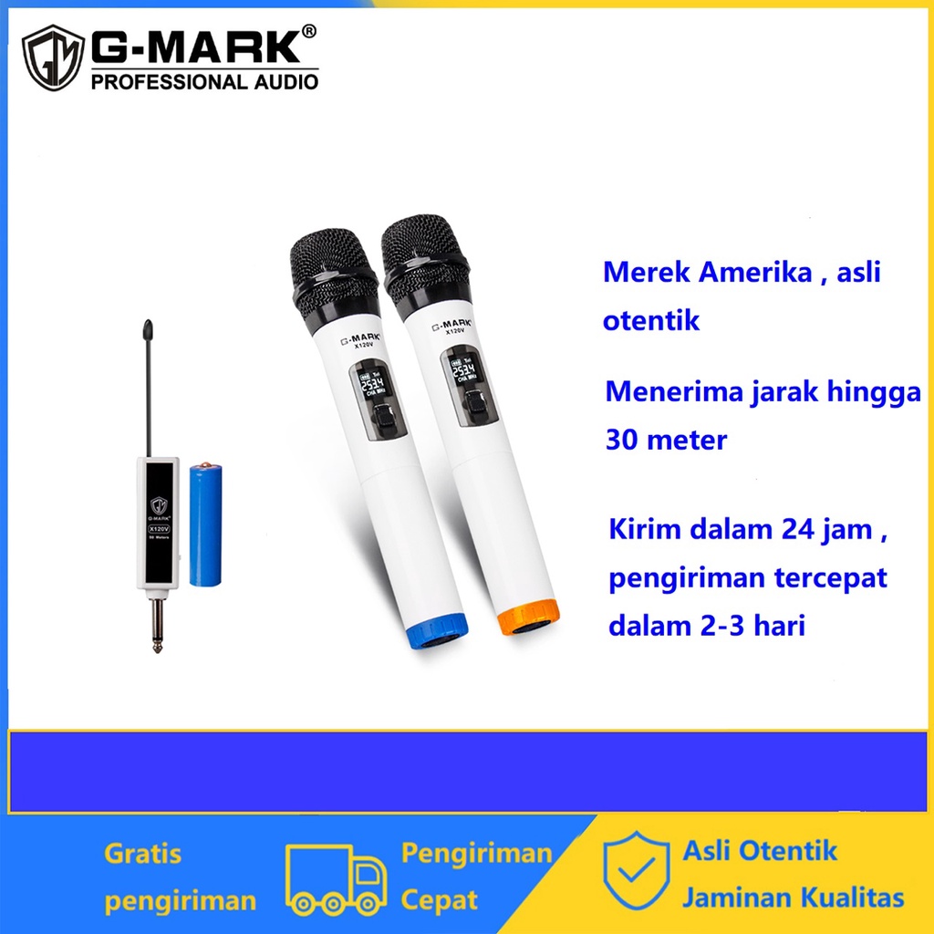 Jual Mikrofon Tanpa Kabel Karaoke G-MARK Ori X120V VHF Wireless Mic ...