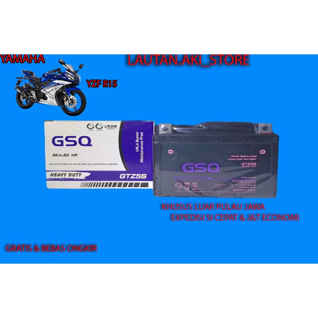 Jual Aki Motor Yamaha YZF R15 GSQ GTZ5 Accu Kering MF | Shopee Indonesia