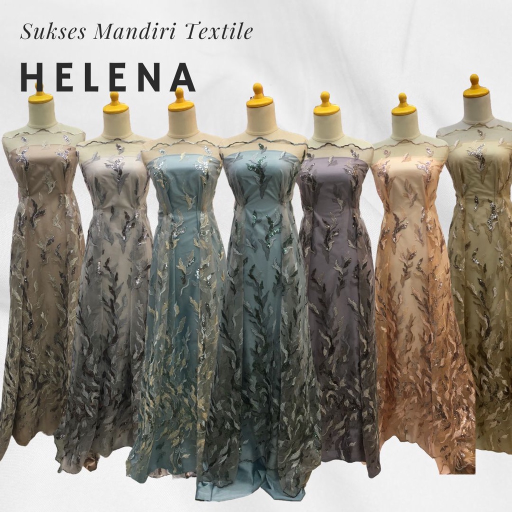 Jual [HELENA] Brokat Lace mewah gaun pesta payet sequin tille dress ...