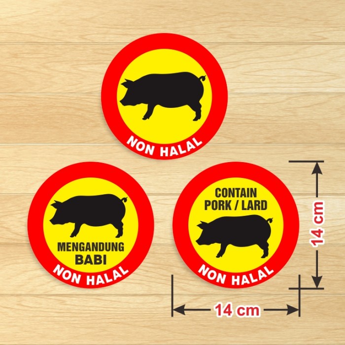 Jual Stiker Sign Non Halal Sticker Contain Pork Lard Mengandung Babi 14 ...