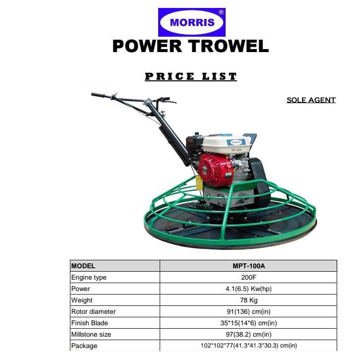 Jual Mesin Trowel Perata Semen Beton MORRIS MPT-100A / Mesin Perata ...