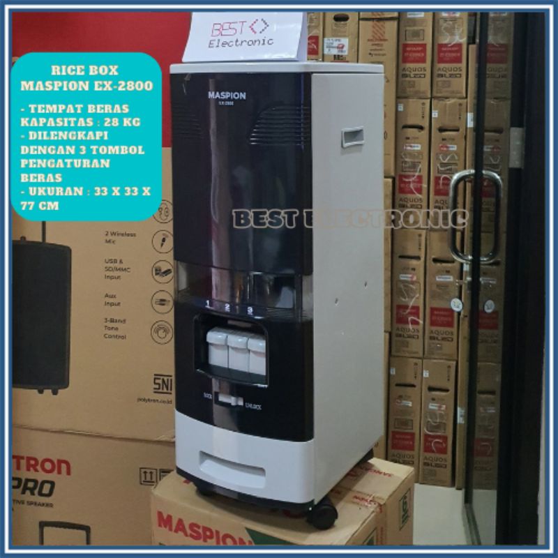 Jual Maspion Rice Box Tempat Penyimpanan Beras 28KG EX-2800 EX 2800 ...