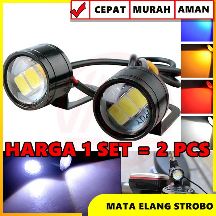 Jual LAMPU MATA ELANG STROBO EAGLE EYE FLASH STROBO KEDIP 3 LED DENGAN BRACKET SPION ISI 2 PCS ...