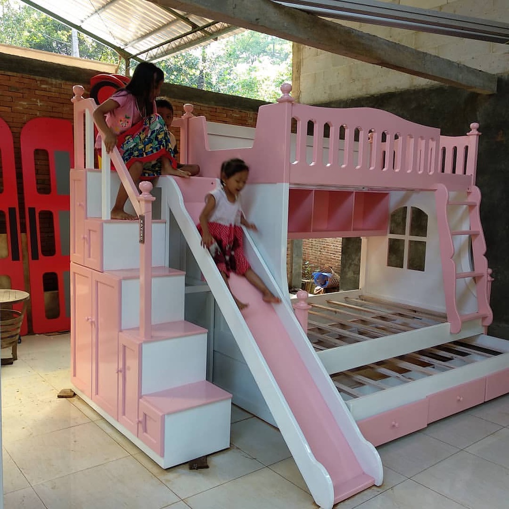 Jual Tempat Tidur Susun Model Prosotan Dan Dobel Tangga Kayu Mahoni ...