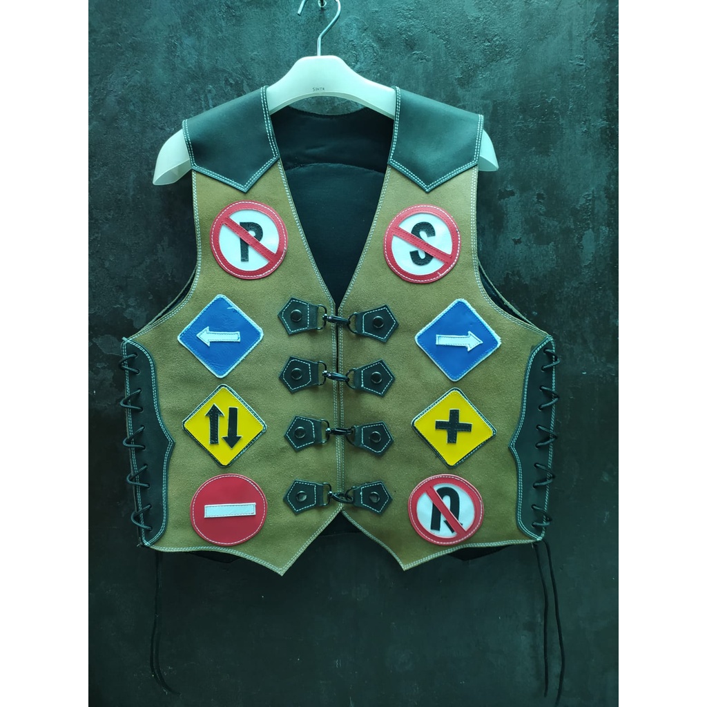 Jual Rompi Kulit HRD Bikers Motif Rambu Lalu Lintas | Shopee Indonesia