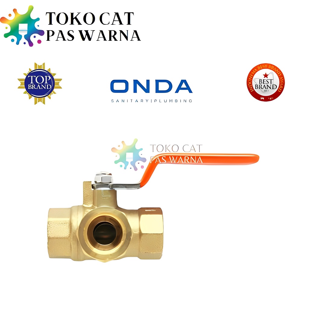 Jual Stop Kran Kuningan BALL VALVE CB 3 WAY ONDA T4L 1/2" INCH | Shopee Indonesia