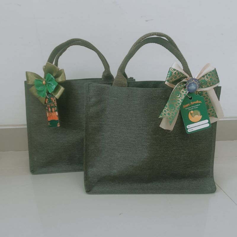 Jual Tas hampers Idul fitri lebaran goni set premium + Pita + Hangtag ...