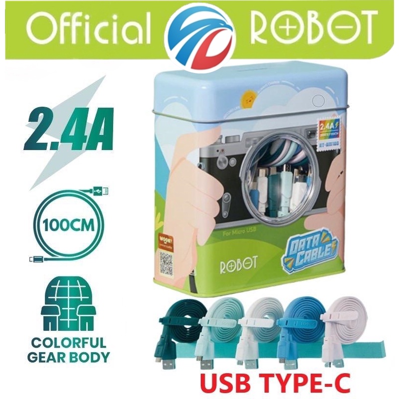 Jual Robot Kabel Data RT-AC100 Data Cable TYPE-C 2.4A 100CM Colorful ...
