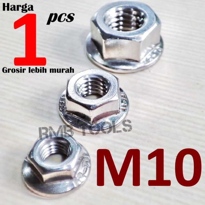Jual M10x1.50 Mur Flange Nut Stainless Drat 1.50 K15 M10 / Mur Topi M10 | Shopee Indonesia