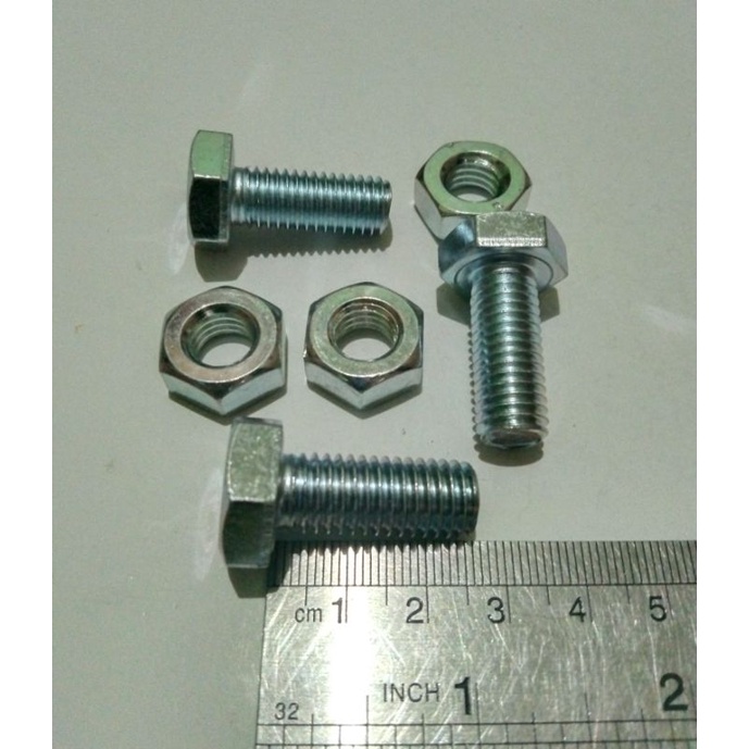 Jual BAUT MUR PUTIH BMP M10 X 25 MM GALVANIS ( KUNCI 17 ) | Shopee Indonesia