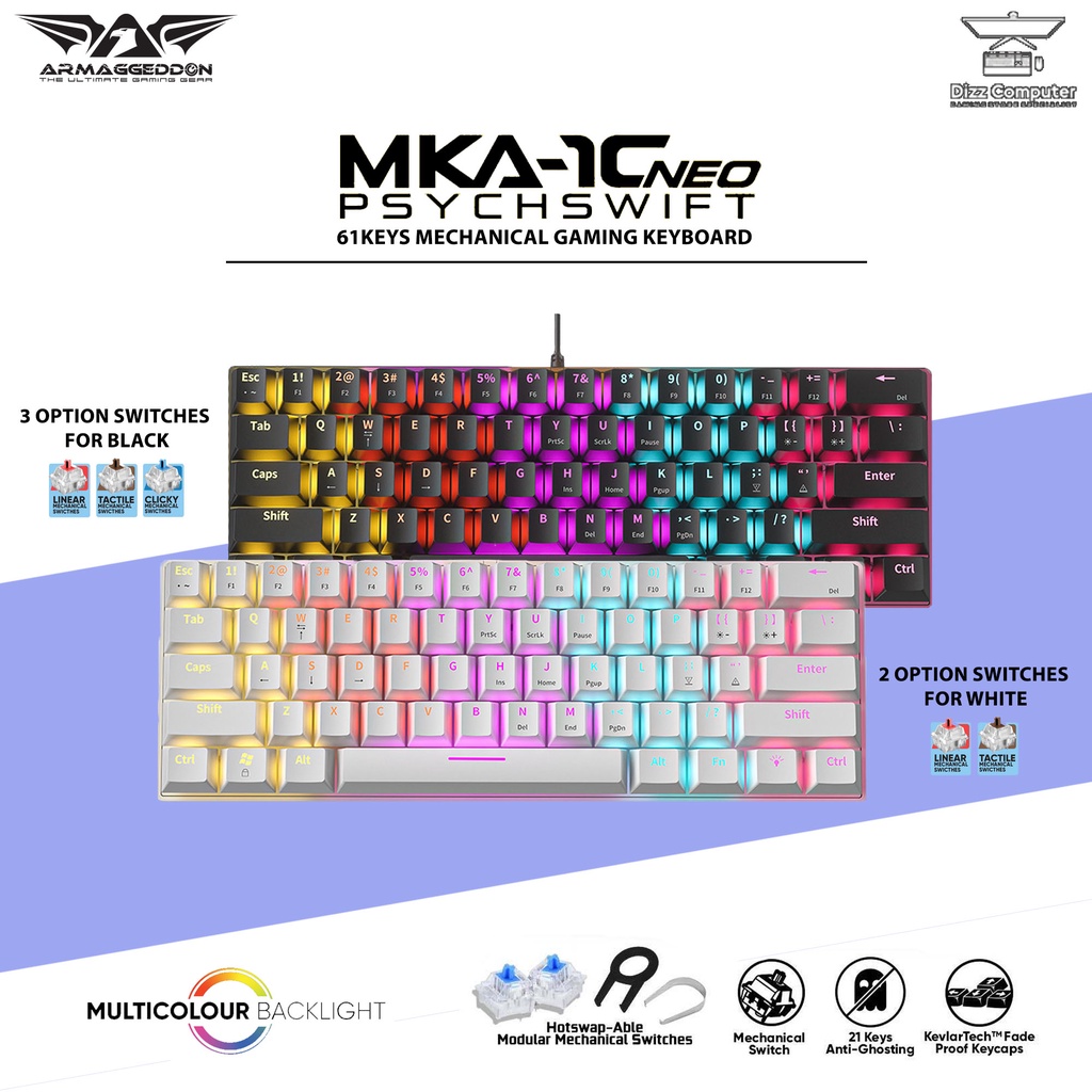 Jual Keyboard Gaming Mechanical Armaggeddon MKA 1C NEO Psychswift 60% ...
