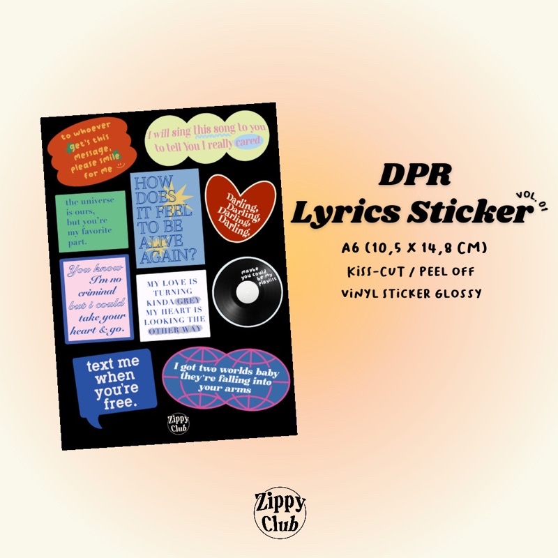 Jual DPR Lyrics Sticker Sheet vol.1 / sticker lirik DPR - DPR IAN - DPR ...