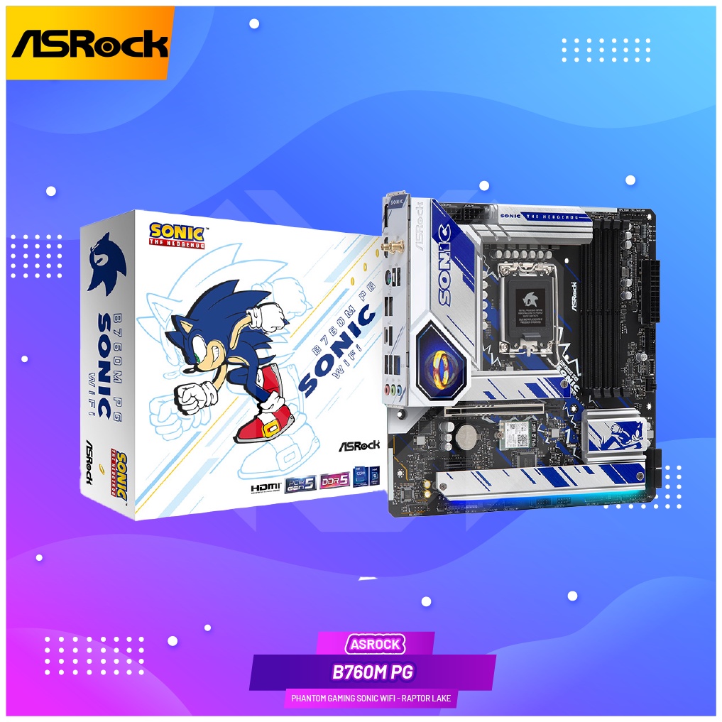 Jual Asrock B760M PG Phantom Gaming Sonic Wifi Intel LGA1700 B760 DDR5 ...